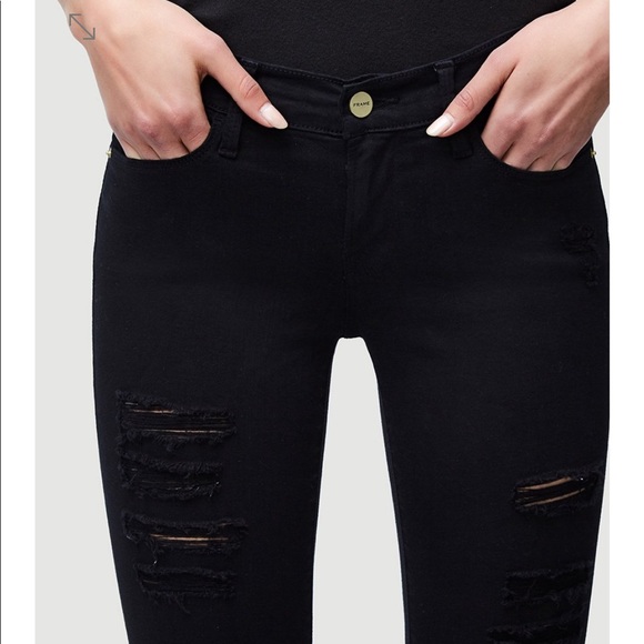 Frame Denim | Jeans | Frame Le Color Ripped Black Denim | Poshmark